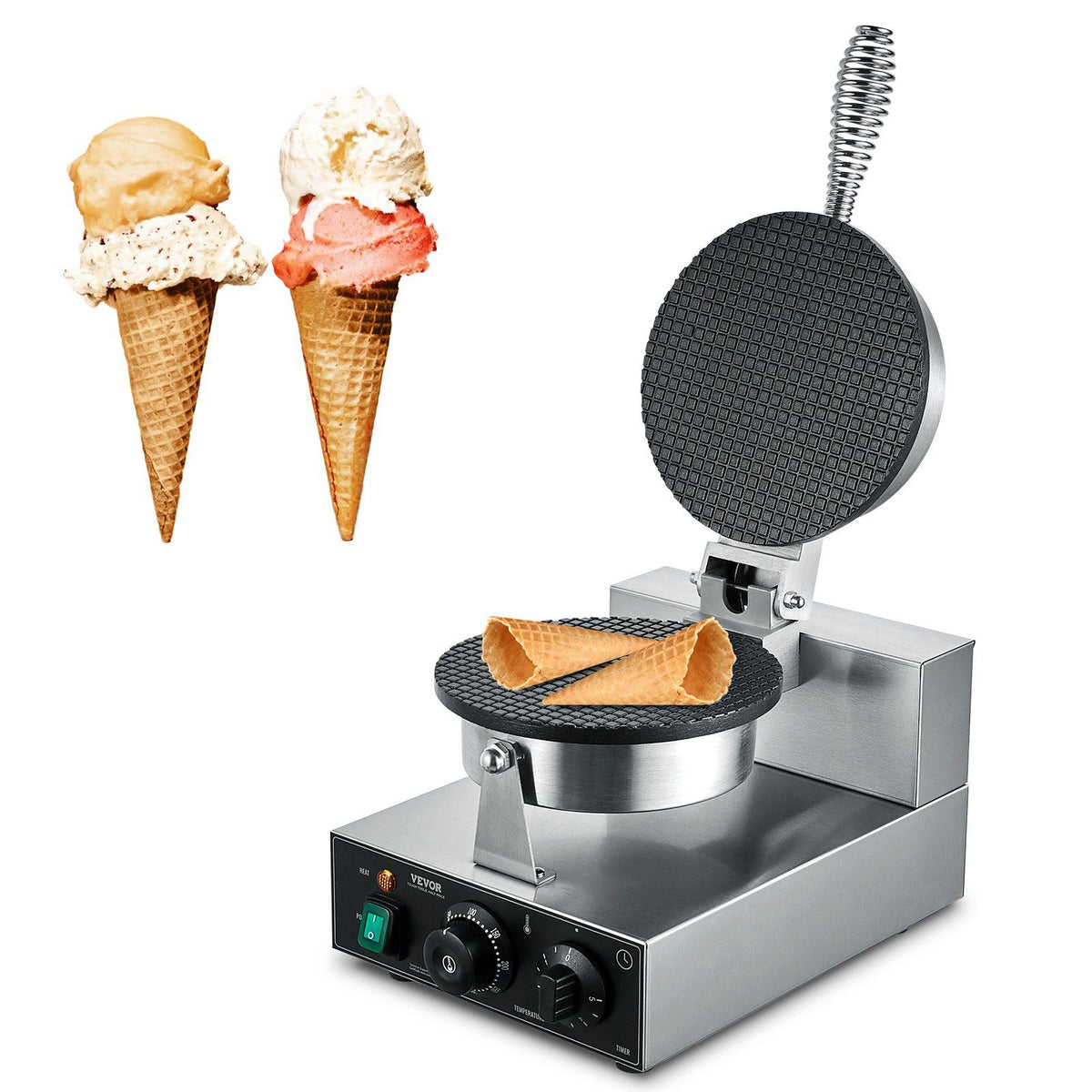 VEVOR Electric Ice Cream Cone Maker Commercial Waffle Cone Egg Roll 12 ...